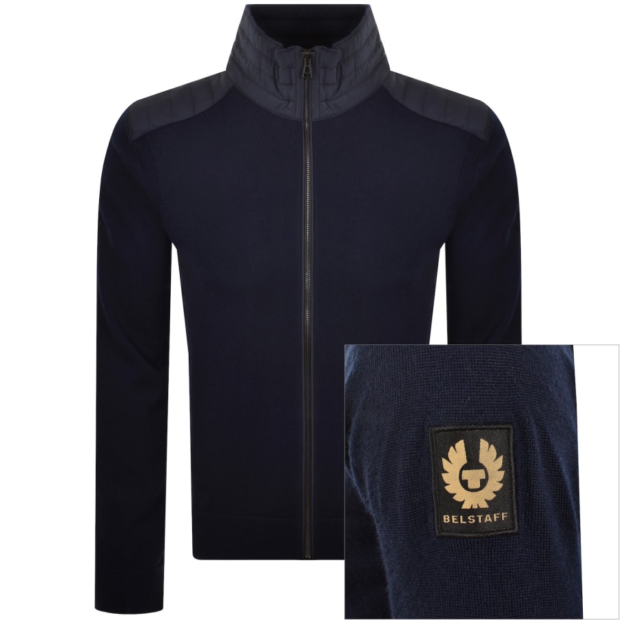 Belstaff Kelby Zip Cardigan Navy | Mainline Menswear
